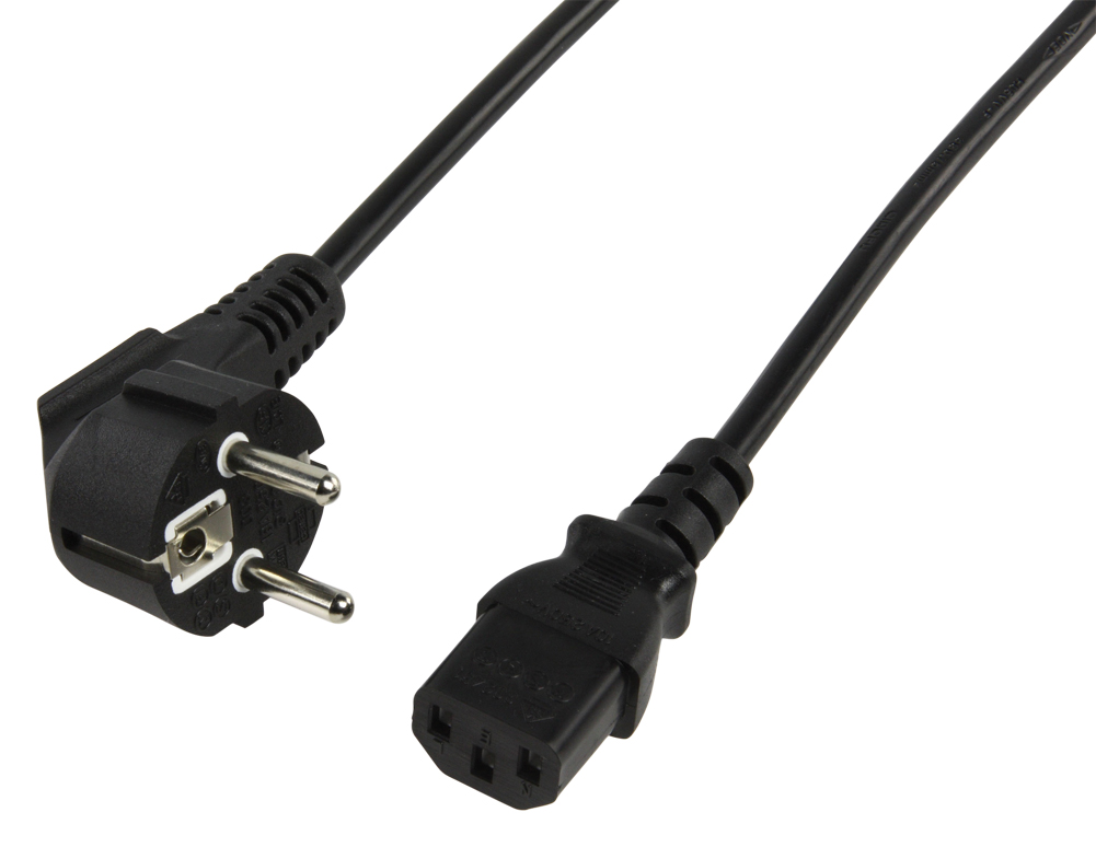 Cable de alimentación con toma schuko en ángulo recto - IEC320 C13 1.80 ... Cable de alimentación con toma schuko en ángulo recto - IEC320 C13 1.80 ...