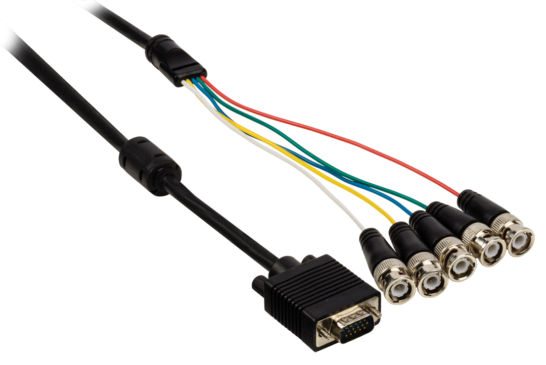Cable VGA - BNC de VGA macho - 5x BNC macho de 2,00 m en color negro ...