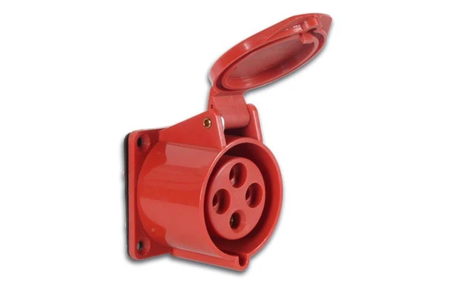 CLAVIJA - 380V/32A - 3 POLOS + TIERRA - IP44 - MONTAJE CHASIS - DJMania