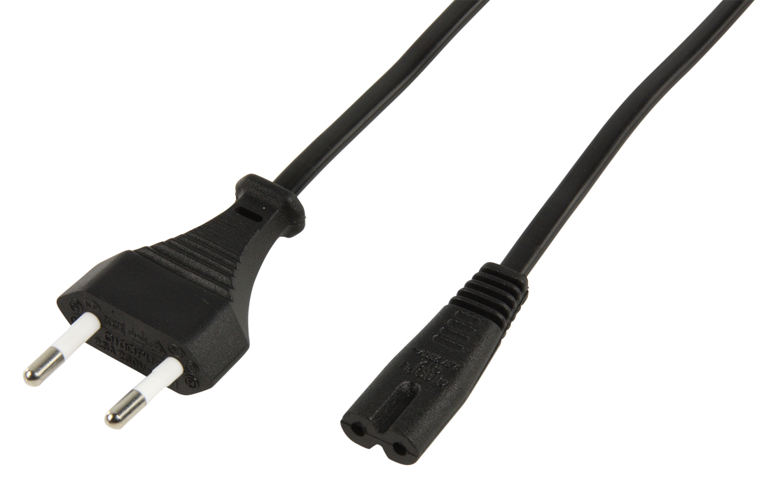 Cable europeo 1,5 m negro con conector en forma de 8 - DJMania