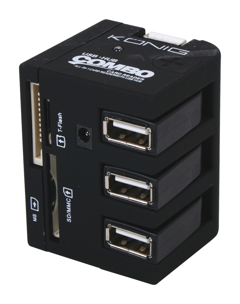 Lector de tarjetas USB 2.0 con concentrador de 3 puertos USB - DJMania