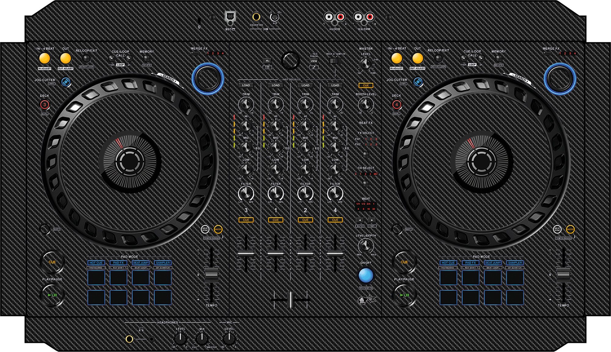 DDJ FLX-6 Skin Carbon 2 - DJMania