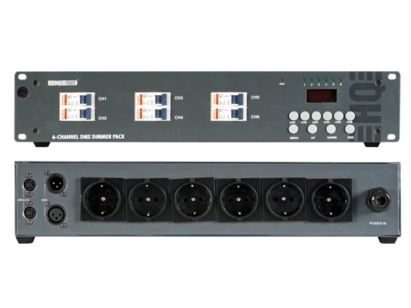 Dimmer pack DMX de 6 canales (6 x 10A) con pantalla LCD - DJMania