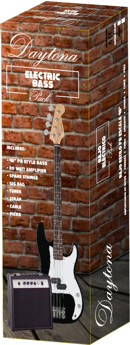 Daytona Electric Bass - Pack Bajo electrico Negro - DJMania