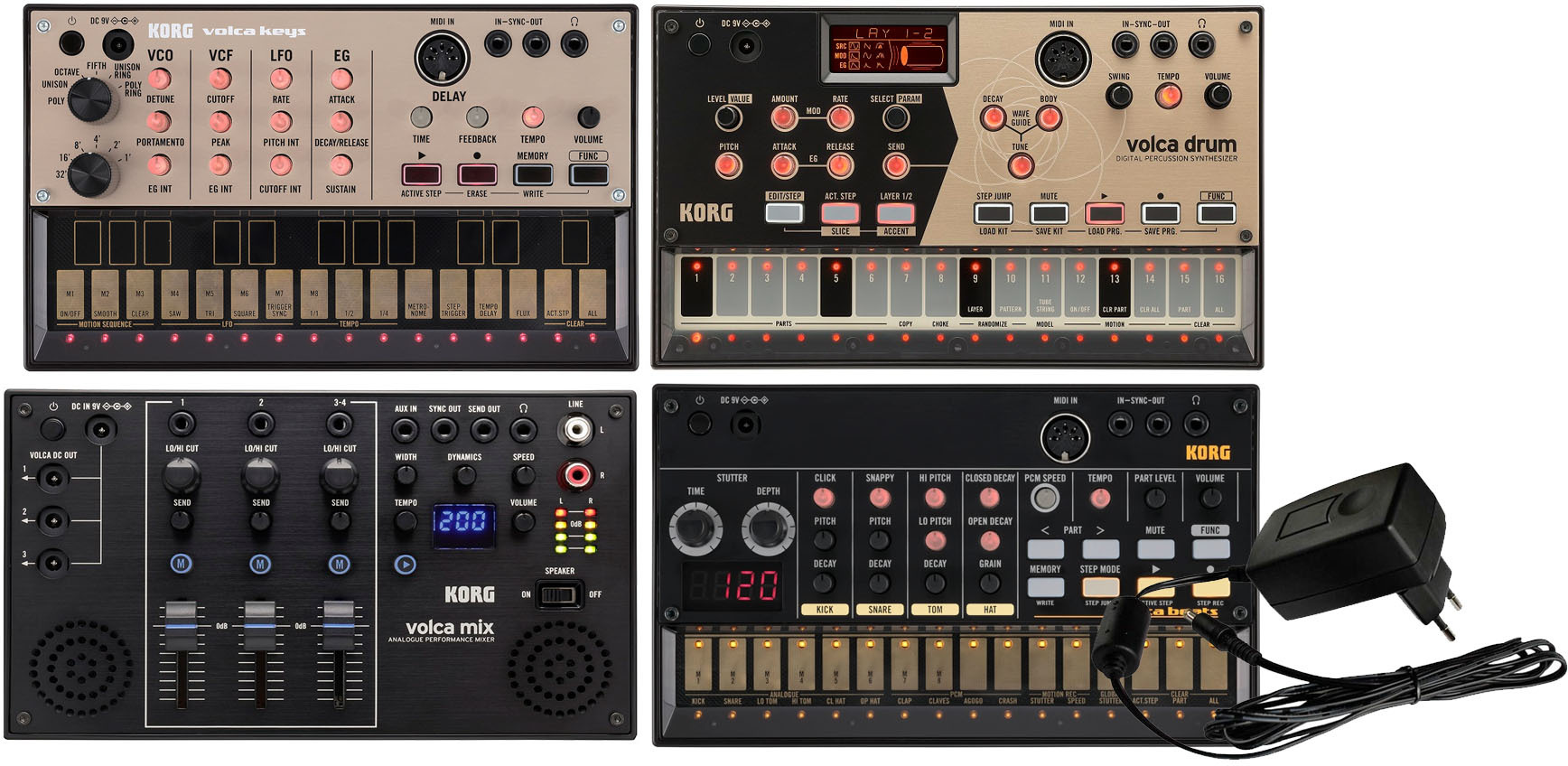 Korg Volca Mix + Volca Drum + Volca Beats + Volca Keys + Alimentador ...