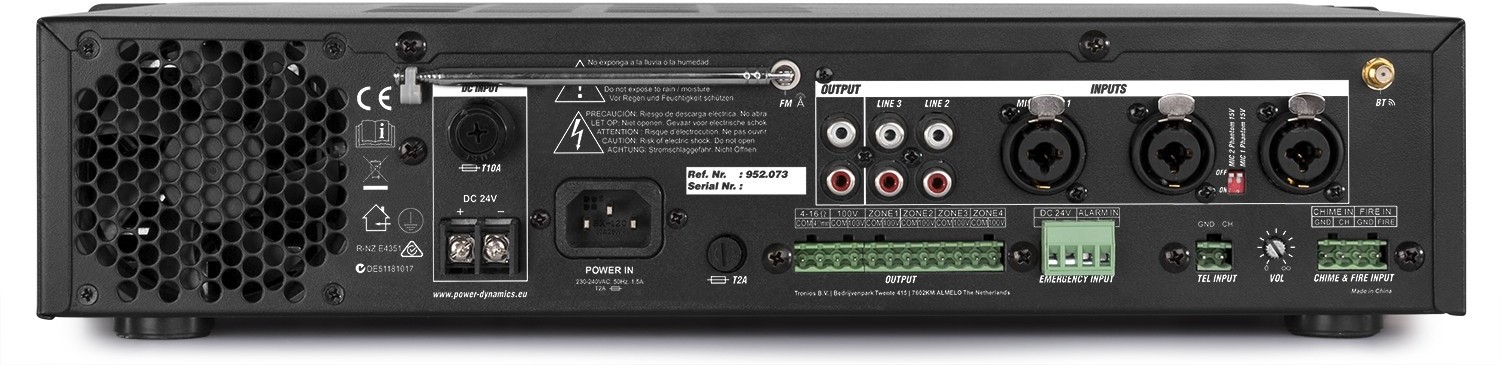 Power Dynamics PDV360MP3 PA Mixer Amplifier 360W/100V 4 zones - DJMania