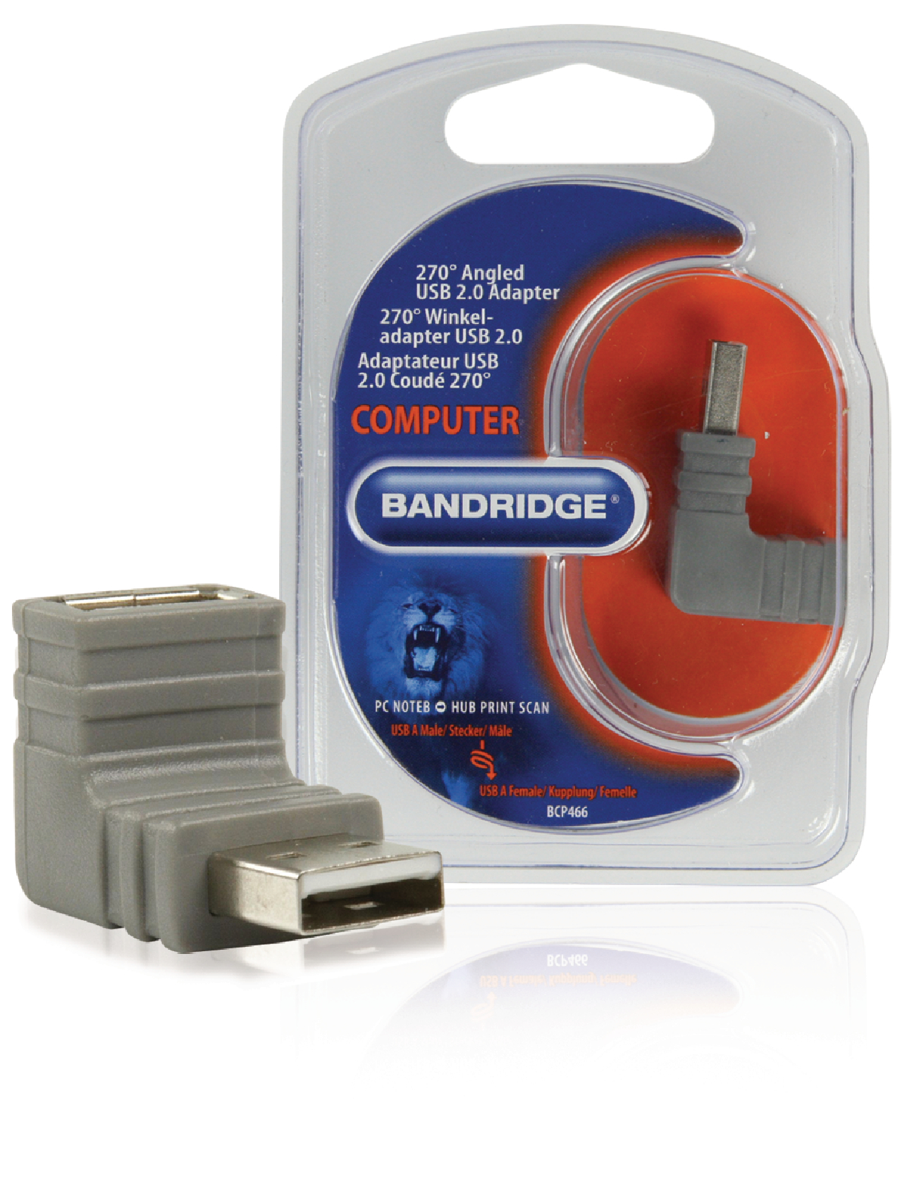 Adaptador USB 2.0 en ángulo de 270° - Bandridge BCP466 - DJMania