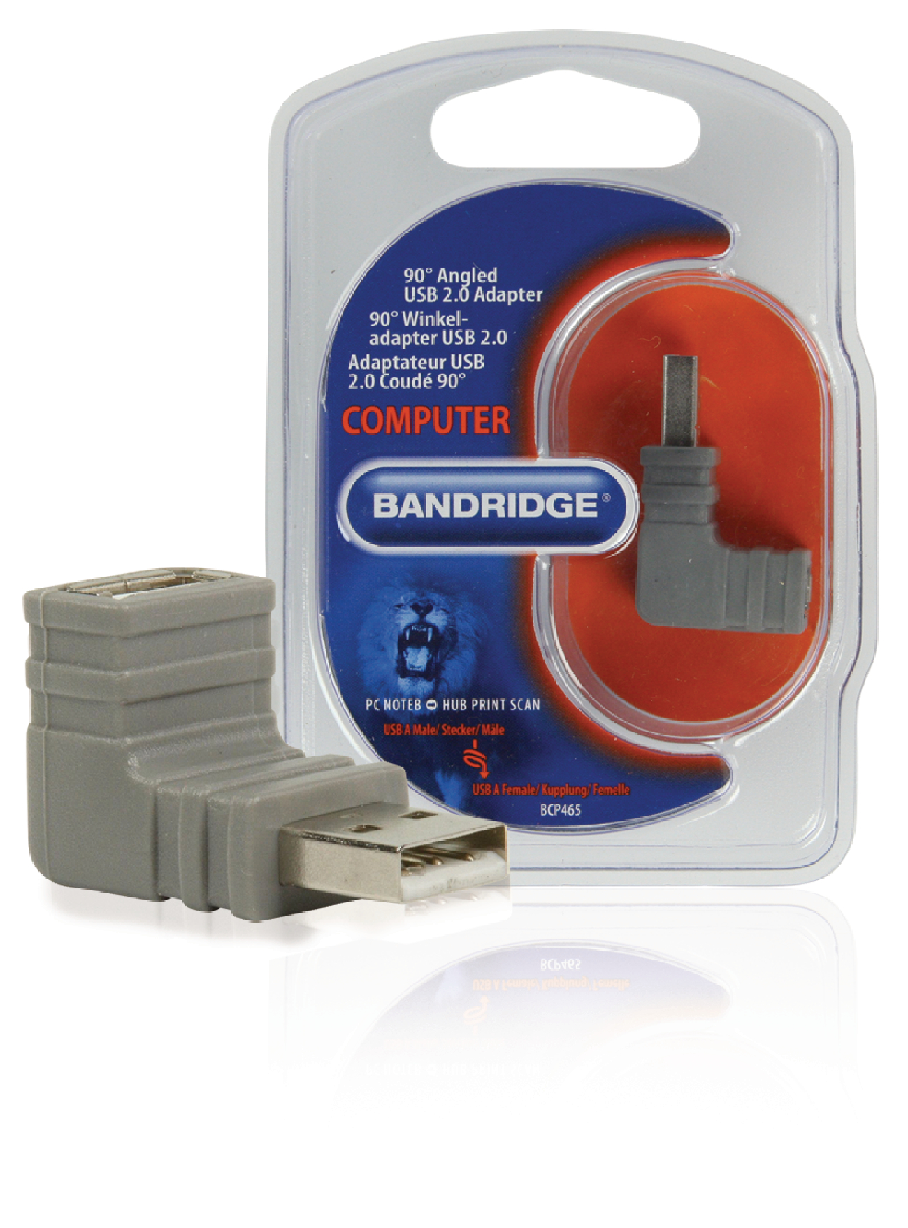 Adaptador USB 2.0 en ángulo de 90° - Bandridge BCP465 - DJMania