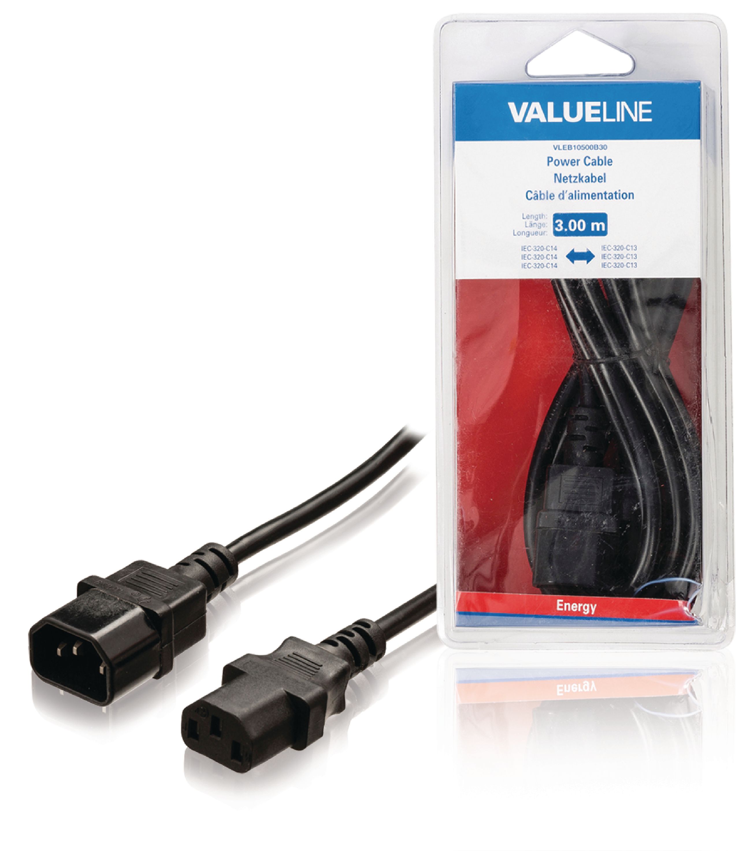 Cable de alimentación IEC-320-C14 - IEC-320-C13 de 3.00 m en color ...