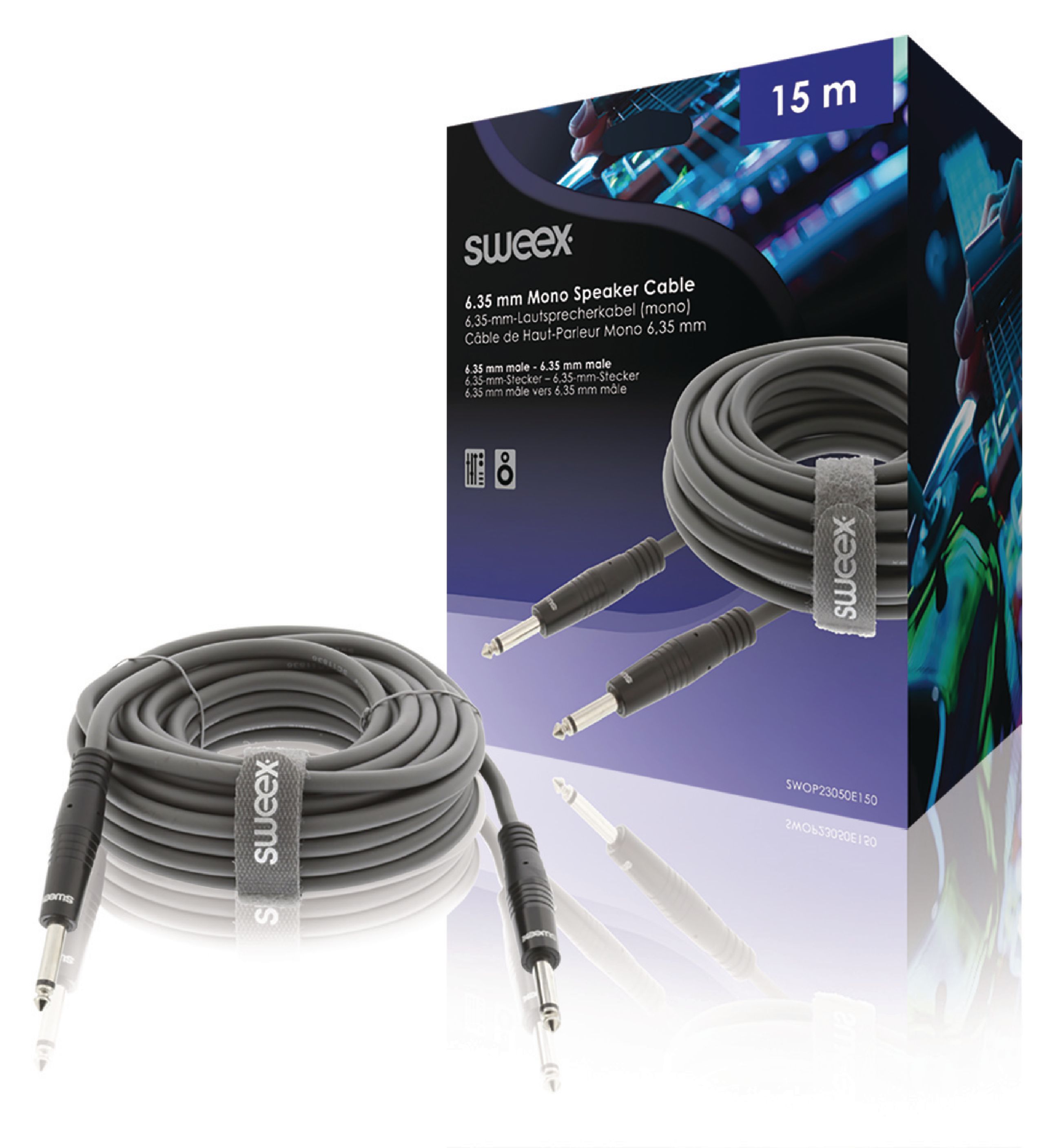 Cable de Altavoces Macho de 6,35 mm - Macho de 6,35 mm de 15,0 m Gris ...
