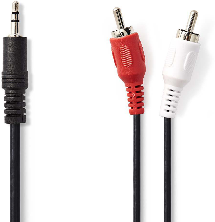 Cable de Audio Estéreo - Macho de 3,5 mm - 2x RCA Macho - 2,0 m - Negro ...