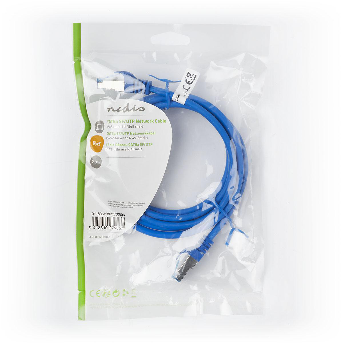 Cable de Red CAT6a SF/UTP - RJ45 Macho - RJ45 Macho - 2,0 m - Azul ...