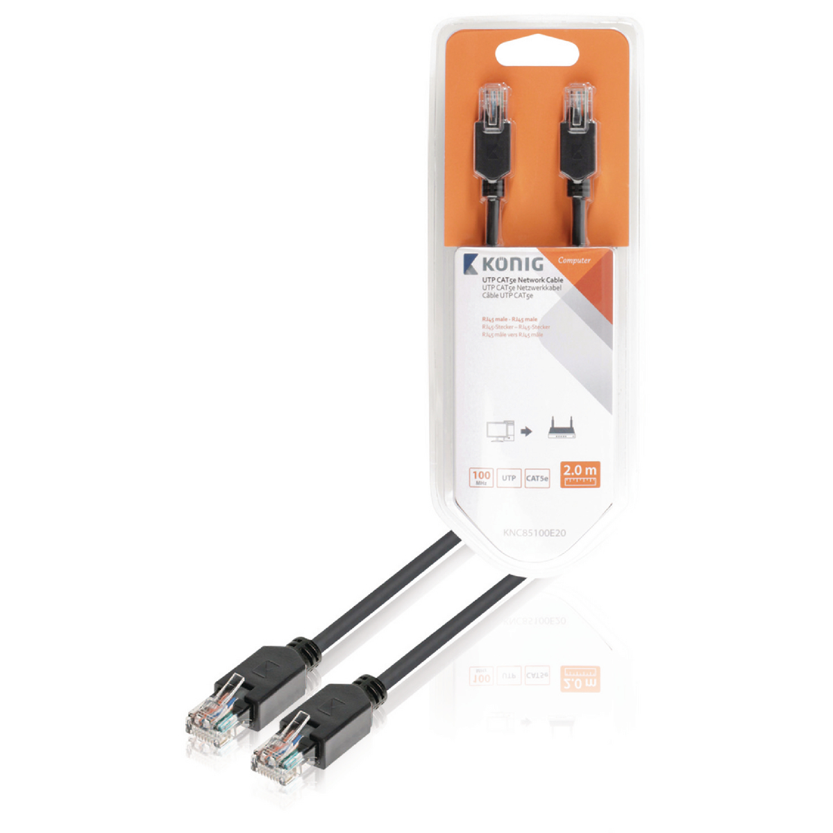 Cable de red UTP CAT5e de RJ45 macho a macho de 2,00 m en gris - DJMania