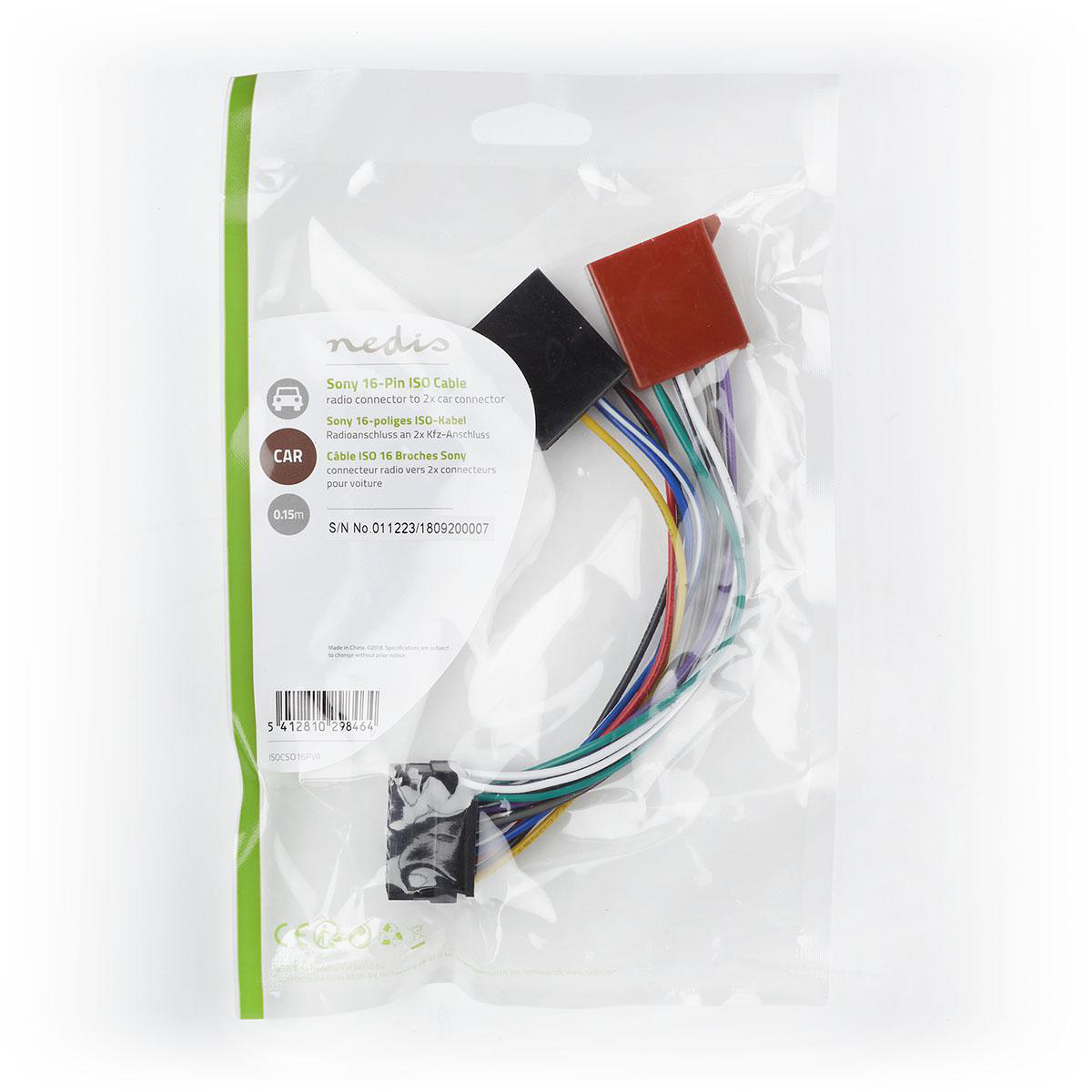 Cable ISO Sony de 16 Pines - Conector de Radio - 2x Conector de Coche ...