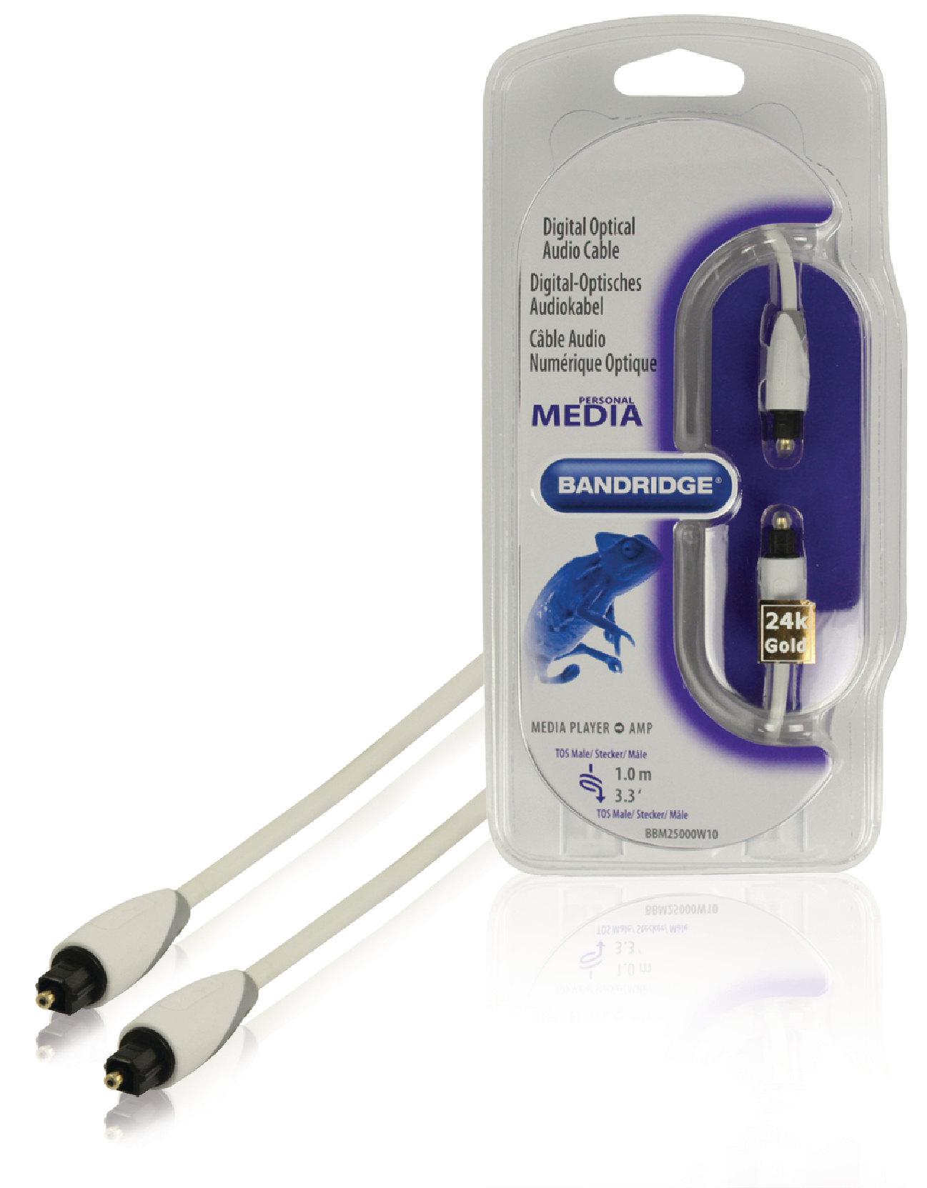 Cable óptico de audio digital Toslink de 1.00 m - Bandridge BBM25000W10 ...