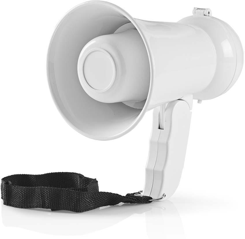 Megáfono - 15 W - Alcance de 100 m - Micrófono Integrado - Blanco - DJMania