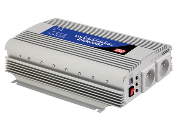 MEAN WELL - CONVERTIDOR DC-AC CON ONDA SENOIDAL MODIFICADA - 1000 W - TOMA DE TIERRA DE ESPIGA ...