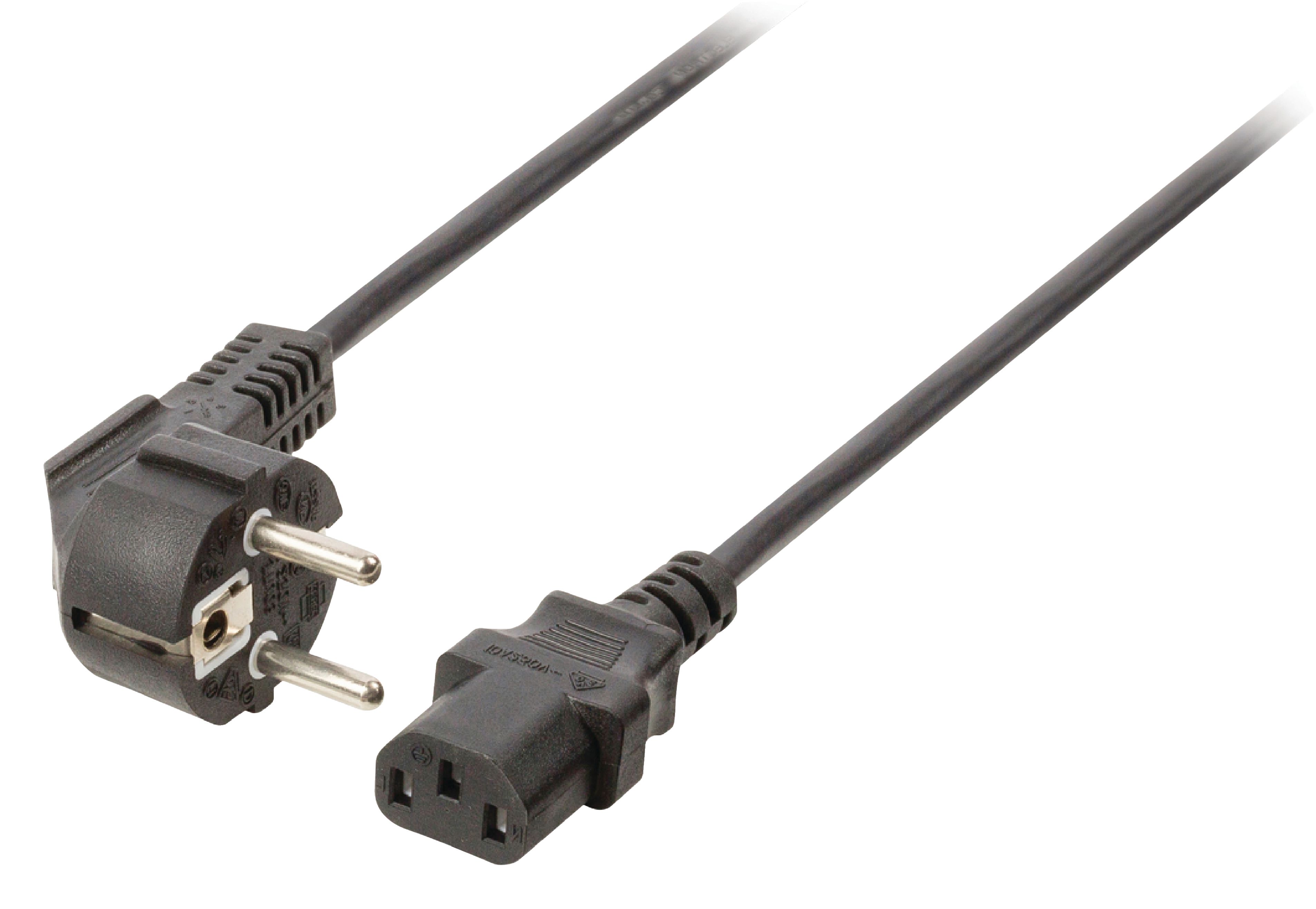 Schuko Power Cable Angled Schuko Male - IEC-320-C13 1.80 m Black ...