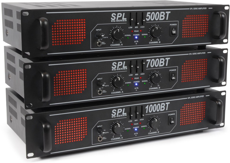SkyTec SPL 1000BT Amplificador Leds Rojo BT+EQ Negro - DJMania