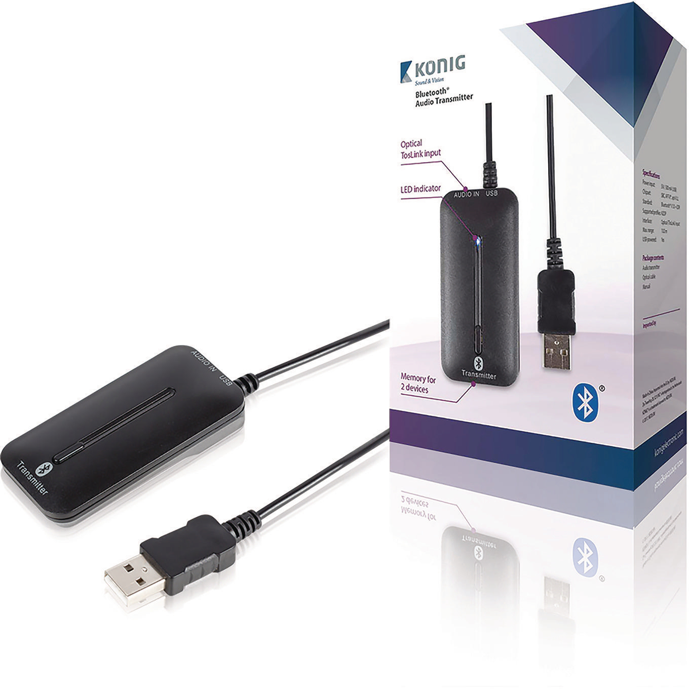 Transmisor de Audio Bluetooth Negro - König CSBTTRNSM200 - DJMania
